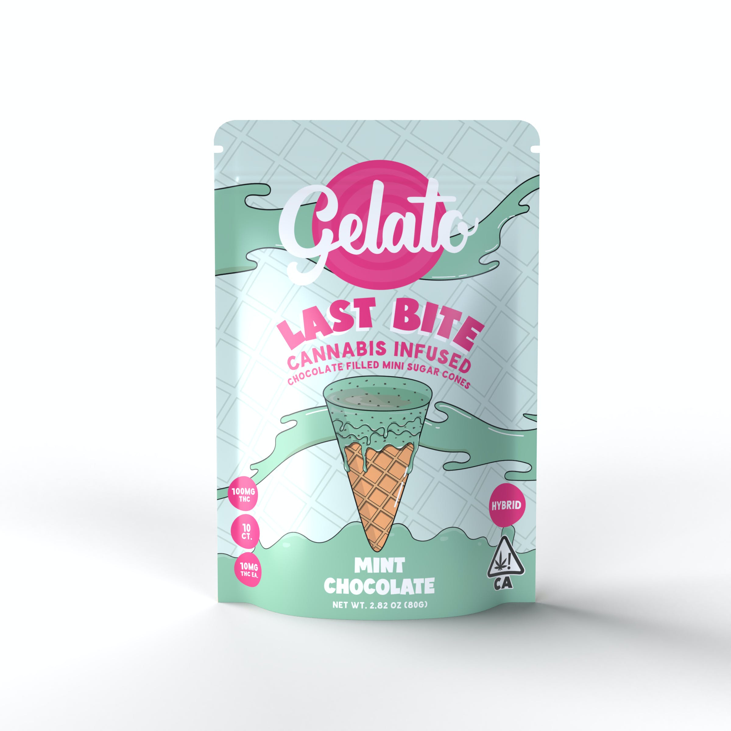 Last Bites Mint Chip Chocolate Mini Cones 100mg Edibles : Gelato