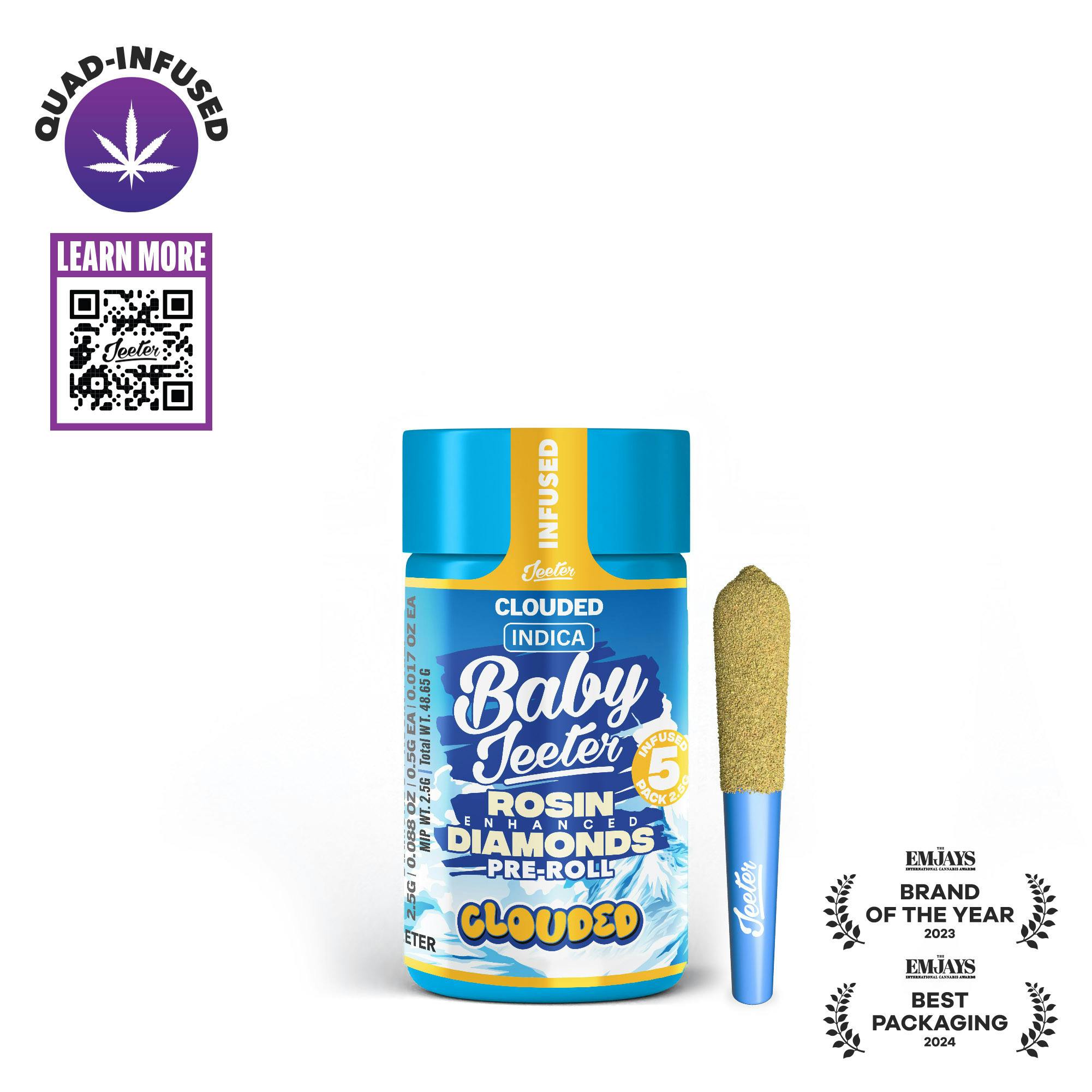 Clouded Baby Quad Infused 2.5g PreRol Infused : Jeeter